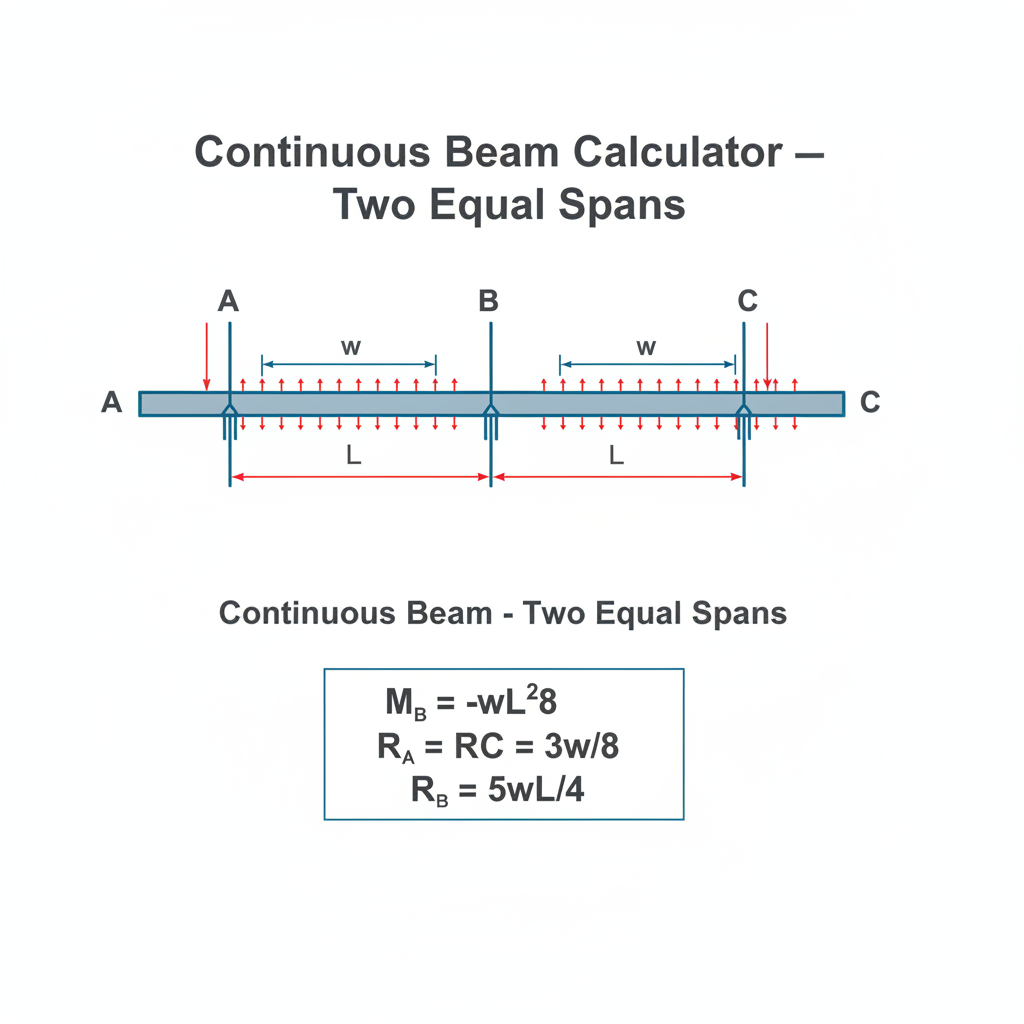 Free Continuous Beam Calculator — Two Equal Spans | FIRGELLI Engineeri