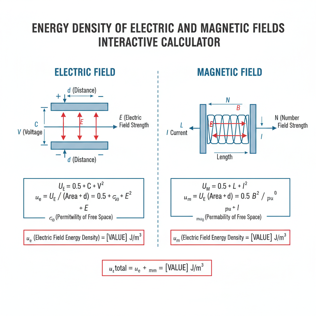 Energy Density of Electric & Magnetic Fields Calculator