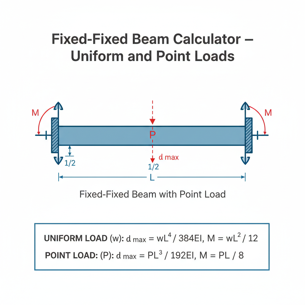Free Fixed-Fixed Beam Calculator — Uniform and Point Loads | FIRGELLI