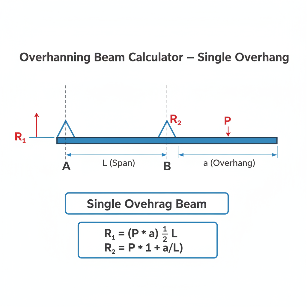 Free Overhanging Beam Calculator — Single Overhang | FIRGELLI Engineer