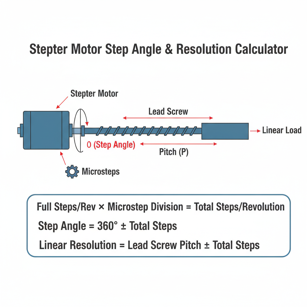 Stepper Motor Step Angle & Resolution Interactive Calculator